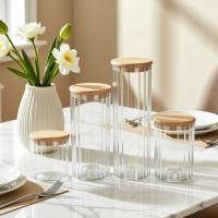 China IKOO 500ml-2200ml High Borosilicate Glass Canister with Bamboo Lid for sale