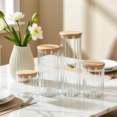 China IKOO 500ml-2200ml High Borosilicate Glass Canister with Bamboo Lid for sale