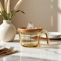 China IKOO Heat Resistant Amber Color Glass Measuring Cup with 250ml/500ml/1000ml Capacity and High Borosilicate Glass for sale