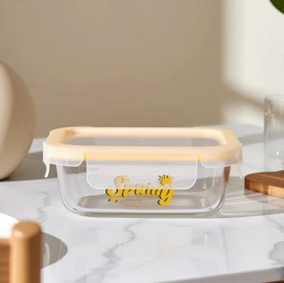 China Oven Safe Rectangular Custom High Borosilicate Glass Food Container with 4-Lock Lid for sale