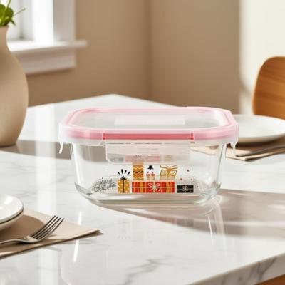 China High Borosilicate Glass Food Container with BPA-Free PP Lid and Microwave Safe Custom Glass Container for sale