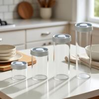 China High Borosilicate Glass Vacuum Jar with Leak-proof Seal and Stackable Design for Food Storage for sale