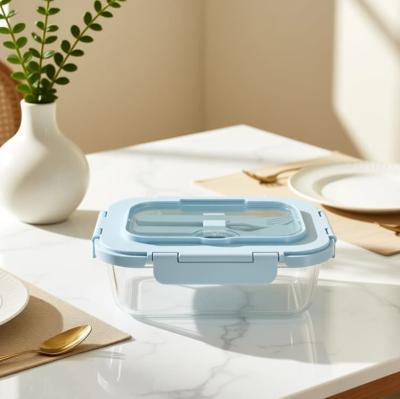 China High Borosilicate Glass Fresh Keeping Box with BPA-Free PP Lid - Temperature Resistant -40℃~560℃ Rectangular Shape and Customizable Color for sale