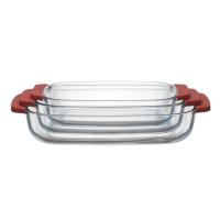 China Dishwasher Safe Heat Resistant Eco-Friendly Borosilicate Glass Baking Dish Set with Handle for sale