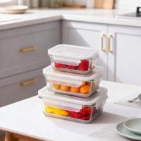 China High Borosilicate Glass Food Storage Container with Snap Airtight Lid for Microwave and Oven for sale