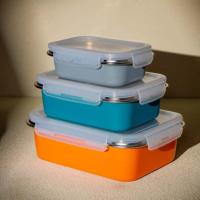 China Leak-proof Stackable Dishwasher Safe Stainless Steel Food Storage Container with Airtight PP Lid for sale