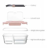 China High Borosilicate Glass Meal Prep Container with BPA-Free PP Lid and Temperature Resistance -40℃ to 560℃ for sale