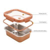 China Leak-proof Microwavable Stackable Stainless Steel Food Storage Container Metal Bento Box for Meal Prep for sale