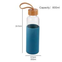 China 600ml BPA-Free Leak-Proof Borosilicate Glass Water Bottle with Bamboo Lid and Silicone Sleeve for sale