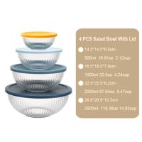 China Stackable Nestable High Borosilicate Glass Mixing Bowl with PP Lock Lid for Food Prep and Storage for sale