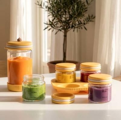 China IKOO Factory Wholesale Baby Food Glass Containers and Silicone Baby Food Freezer Tray with Clip-on Lid for sale