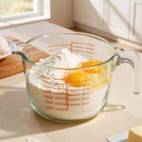 China IKOO High Borosilicate Glass Measuring Cup Set with 250ml, 500ml, 1000ml Capacity and Heat Resistant for Baking and Cooking for sale