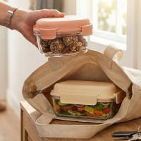 China IKOO Leak-Proof Microwave Safe Stackable Glass Lunch Box with Ice Pack and Removable Tray for sale
