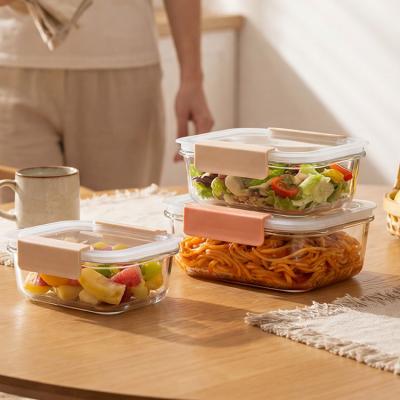 China IKOO Dual-Lock Glass Food Container with Transparent Glass Lid for sale