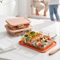 China IKOO High borosilicate glass food container with customizable lid color and design available in rectangular square and round shapes for sale