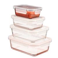China IKOO Borosilicate Glass Food Container with Airtight Locking Lids Stackable Design and 560℃ Oven Safe for sale