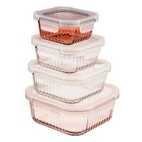 China IKOO Borosilicate Glass Food Container with Airtight Locking Lids Stackable Design and 560℃ Oven Safe for sale
