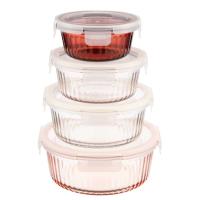 China IKOO Borosilicate Glass Food Container with Airtight Locking Lids Stackable Design and 560℃ Oven Safe for sale