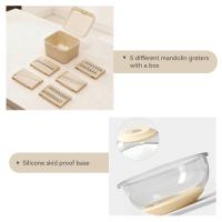China 2000ml Capacity Borosilicate Glass Bowl with 5-in-1 Grater Set and Non-slip Silicone Base for Food Prep for sale
