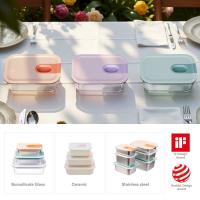 China IKOO New arrival One-Handed Opening Leak-proof Glass Food Container for sale