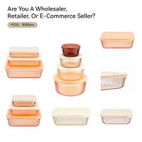 China IKOO Glass Containers Supplier Color Sprayed Vertical striped Glass Food Containers with PE Lid for sale