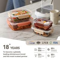 China IKOO Stain Resistant Borosilicate Glass Food Container with Vented Cool Lock PP Lid and Temperature Resistance (-40℃-560℃) for sale