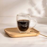 China IKOO Double Wall Glass Coffee Mug with Insulation Oven and Freezer Safe Borosilicate Drinkware for sale