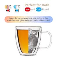 China Double Wall Glass Cup with 250ml 350ml 450ml Capacity High Borosilicate Glass for Hot and Cold Beverages for sale