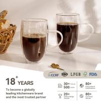 China Double Wall Glass Cup with 250ml 350ml 450ml Capacity High Borosilicate Glass for Hot and Cold Beverages for sale