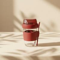 China IKOO 320ml 480ml Borosilicate Glass Coffee Cup Leakproof Dishwasher Safe for sale