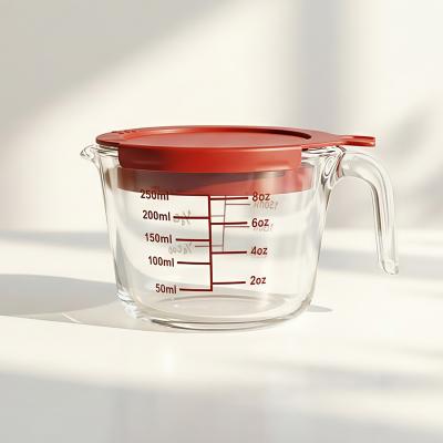 China IKOO 3 pcs glass measuring cups set with lids set 1-Cup, 2-cup, 4-cup measuring jugs with handle, nesting liquid measuring cups for kitchen for sale