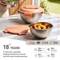 China IKOO 304 Stainless Steel Mixing Bowl with PP Lid 1350ml 2500ml 4350ml for sale