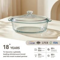 China IKOO Lead-Free High Borosilicate Glass Casserole Dish with Lid - Oven & Microwave Safe Deep Baking Dish for sale