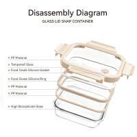 China IKOO Large Capacity Airtight Glass Food Storage Container with BPA Free High Borosilicate Glass Lid for sale