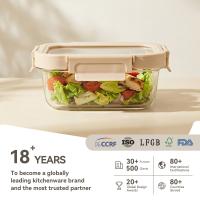 China IKOO Large Capacity Airtight Glass Food Storage Container with BPA Free High Borosilicate Glass Lid for sale