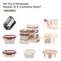 China IKOO Food-Grade Stainless Steel Food Storage Container with Airtight Tempered Glass Lid for Meal Prep for sale
