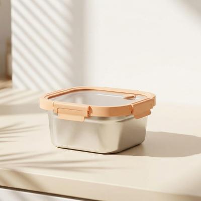 China IKOO Food-Grade Stainless Steel Food Storage Container with Airtight Tempered Glass Lid for Meal Prep for sale