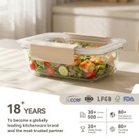 China IKOO Glass Food Containers with Glass-Lids and Air Vent for leftovers Wholesale Price for sale