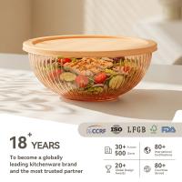 China IKOO BPA-Free Stackable Ribbed Glass Mixing Bowls for Premium Lifestyle & Home Decor Boutiques for sale