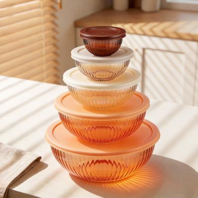 China IKOO BPA-Free Stackable Ribbed Glass Mixing Bowls for Premium Lifestyle & Home Decor Boutiques for sale