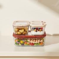 China IKOO LFGB/FDA Certified Private Label Modular Design 4 Pack  Glass Storage Containers with Glass Lids for sale