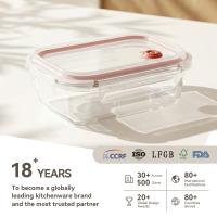 China IKOO Borosilicate Glass Food Container with Vented 4 Lock PP Lid for sale