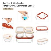 China IKOO LFGB/FDA Certified Private Label Modular Design 4 Pack  Glass Storage Containers with Glass Lids for sale