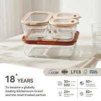 China IKOO LFGB/FDA Certified Private Label Modular Design 4 Pack  Glass Storage Containers with Glass Lids for sale