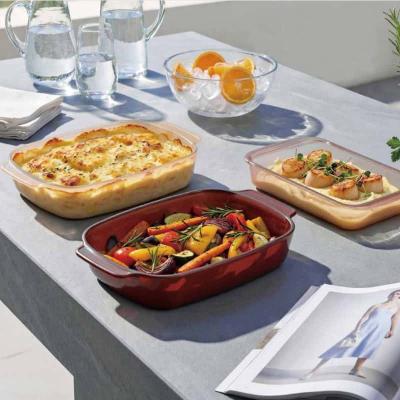 China IKOO Private Label Translucent Colored Borosilicate Glass Baking Pan for sale