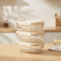 China IKOO 4-Lock Custom Glass Food Container with Back to School Design and Oven Safe High Borosilicate Glass for sale