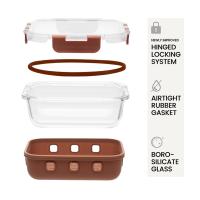 China IKOO 100% Leak-proof Airtight Glass Food Container with Silicone Sleeve for sale