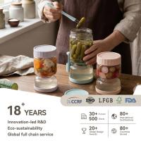 China FDA Tested Non-Porous Borosilicate Glass Pickle Jar with Strainer Flip Stain & Odor Resistant for sale