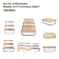 China IKOO Microwave Safe Bamboo Lid Borosilicate Glass Food Container for sale