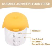 China FDA/LFGB Certified Baby Food Container Glass Set with Soft Silicone Air Tight Lids for sale